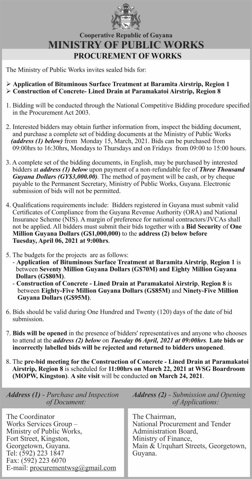 Ministry of Public Works – Procurement of Works – Department of Public ...