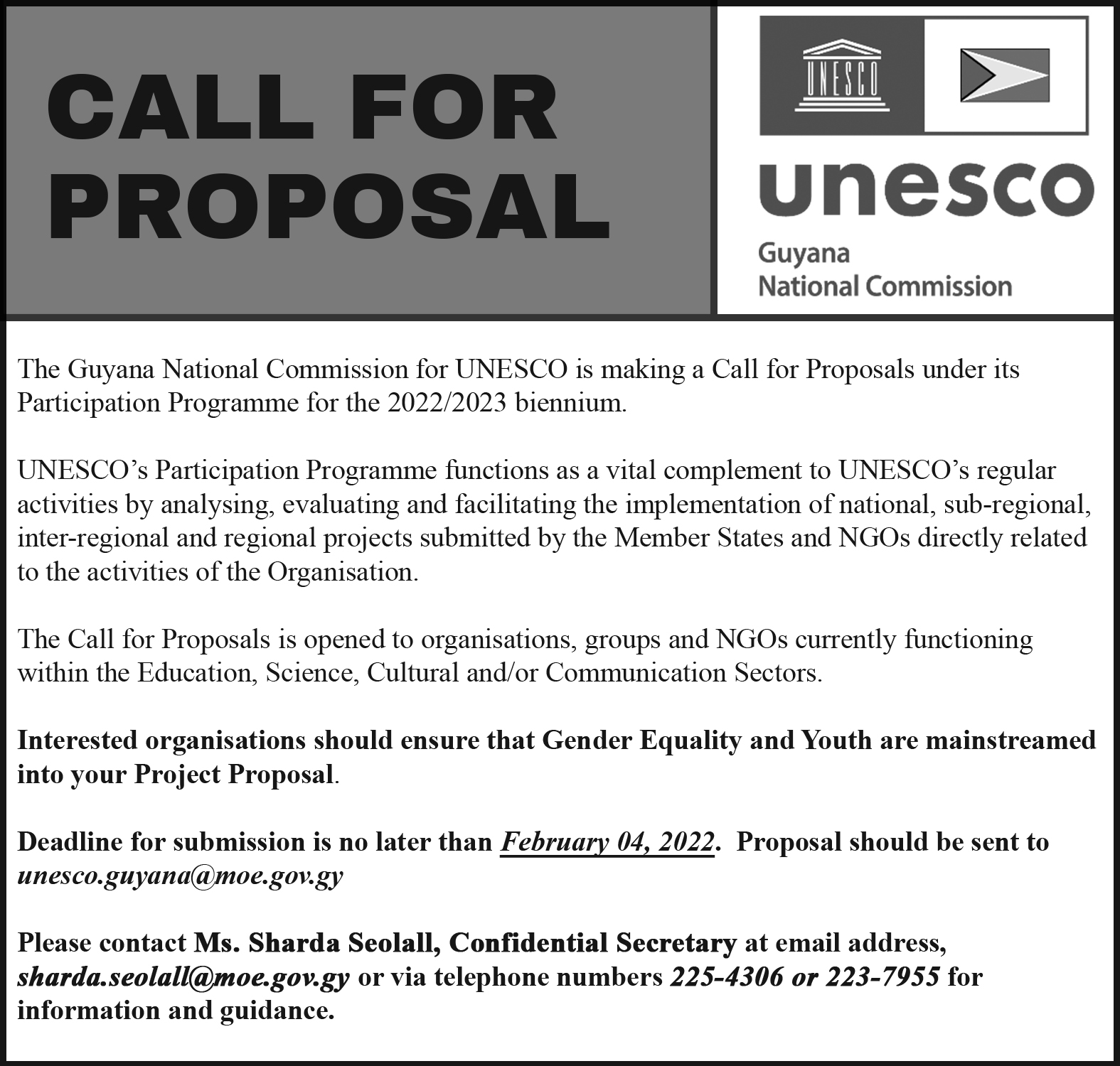 UNESCO – Call for Proposal – Participation Programme for the 2022/2023 ...