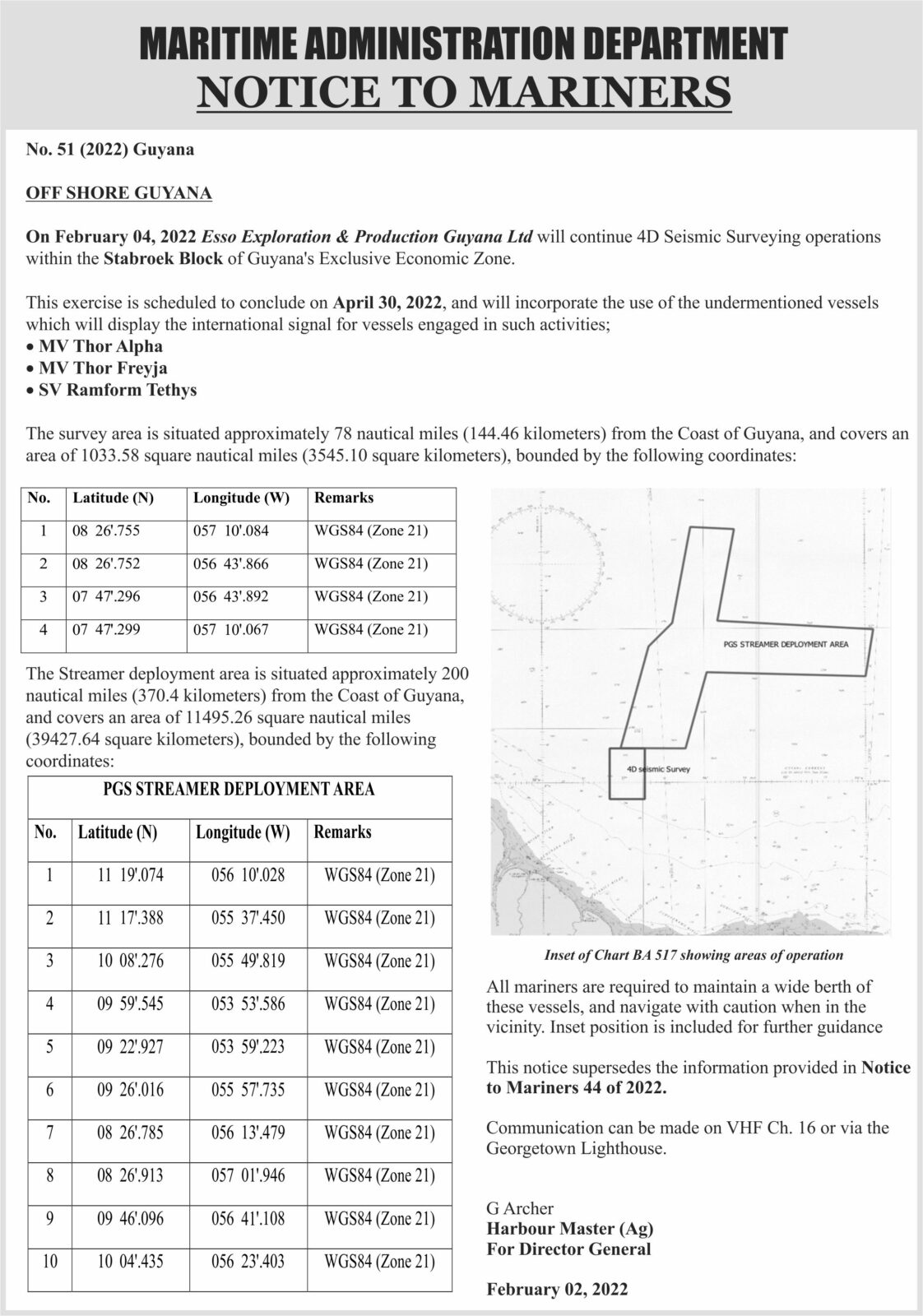 MARAD – Notice to Mariners; No. 51 – Department of Public Information