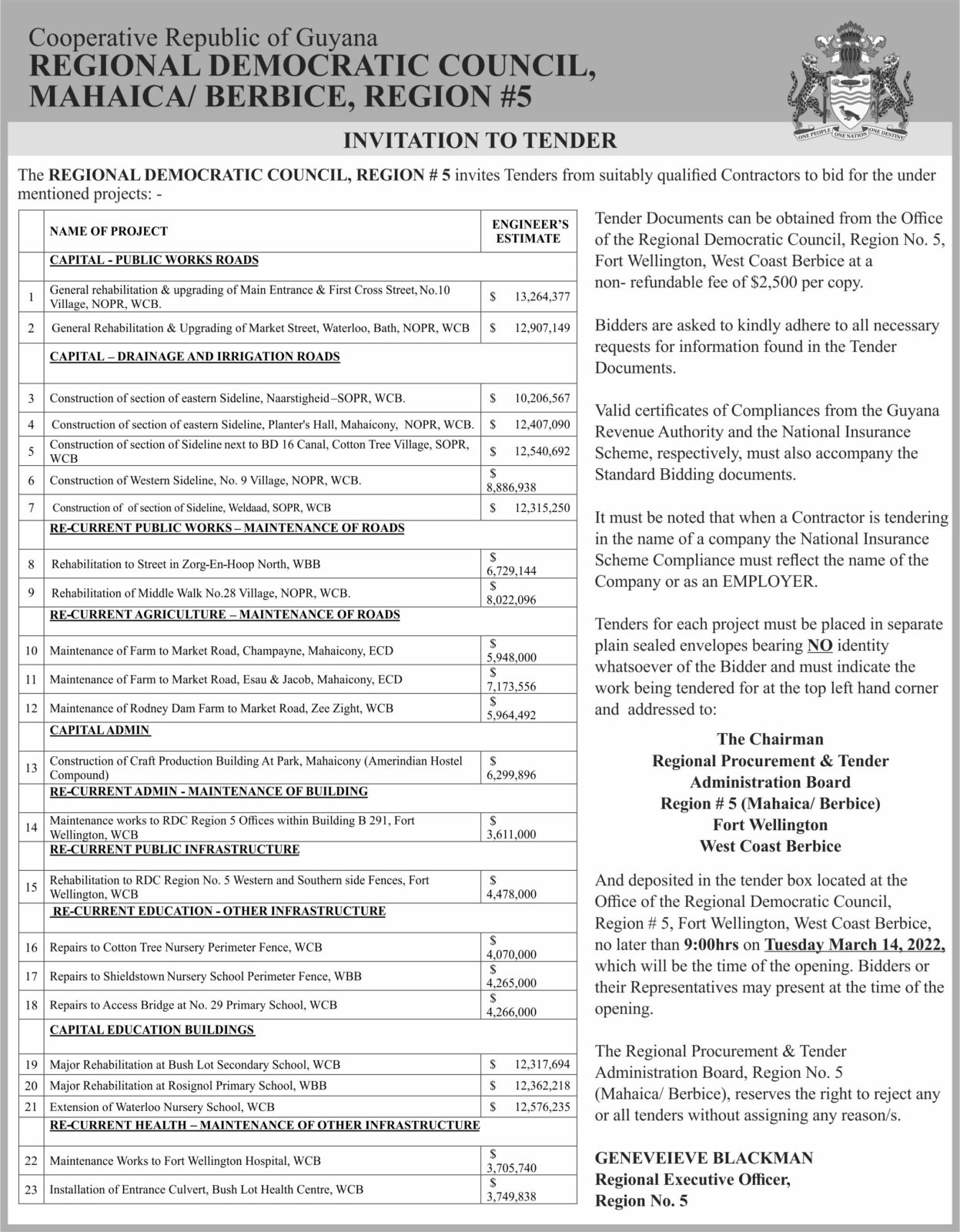 RDC; Region #5 – Invitation to Tender; Maintenance and Public Works ...