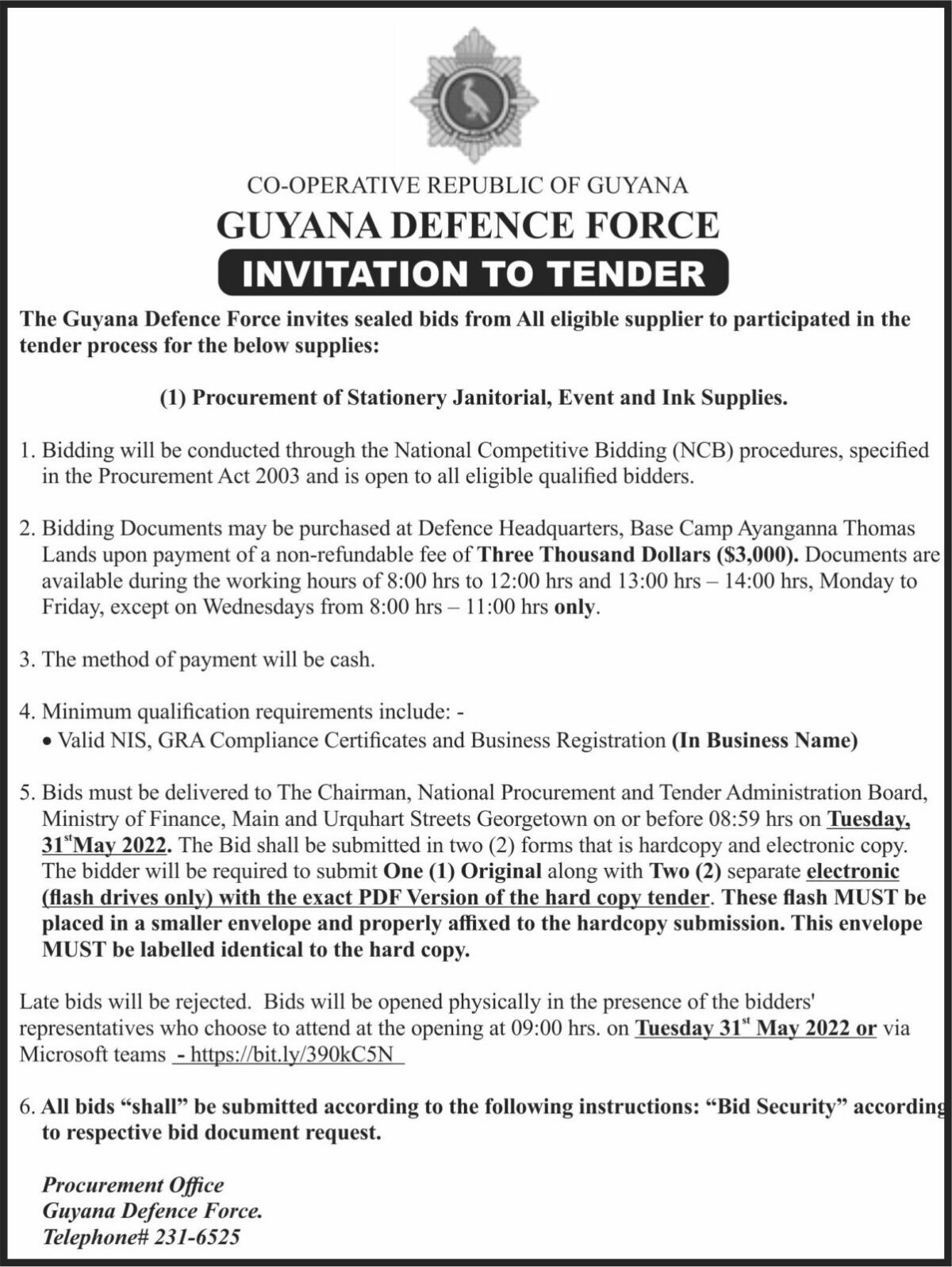 Expression of Interest (EoI) – Department of Public Information, Guyana