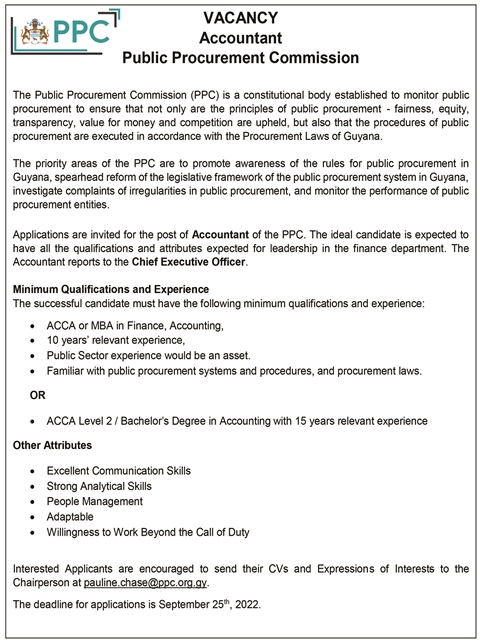 Public Procurement Commission – Vacancy – Accountant – Department of ...